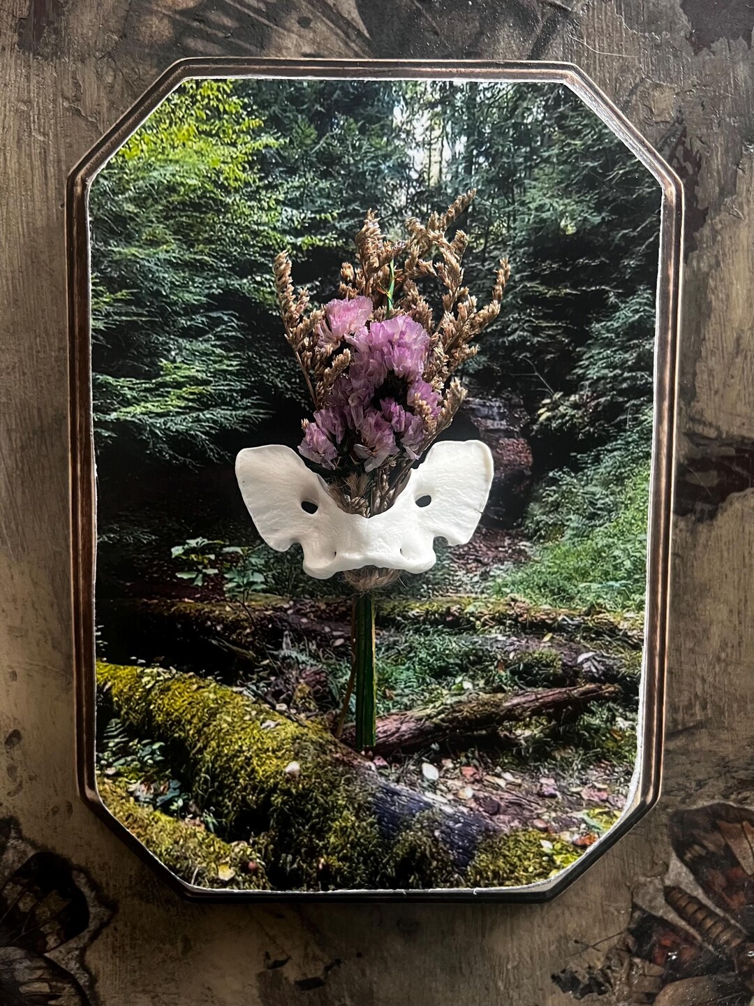Forest Landscape Botanical Oddity Wooden Wall Plaque Gothic Art Bone ...