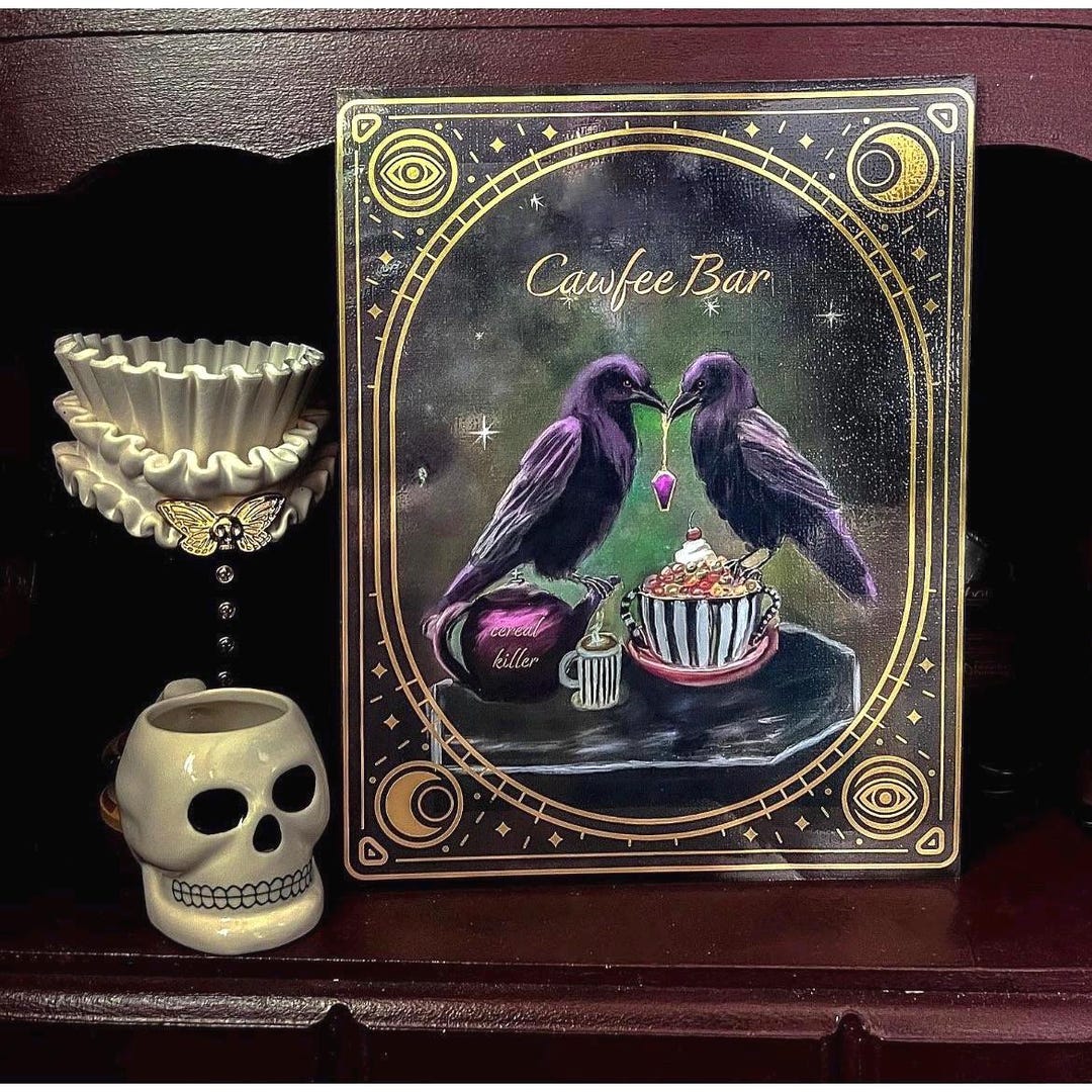 Gothic Kitchen Wall Decor, Witchy Coffee Bar Decor, Crowcore Home Decor ...