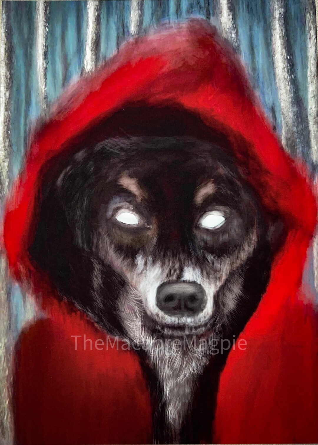 Little Red Riding Hood Hellhound 8x10 Art Print Black Dog Art Goth Dog ...