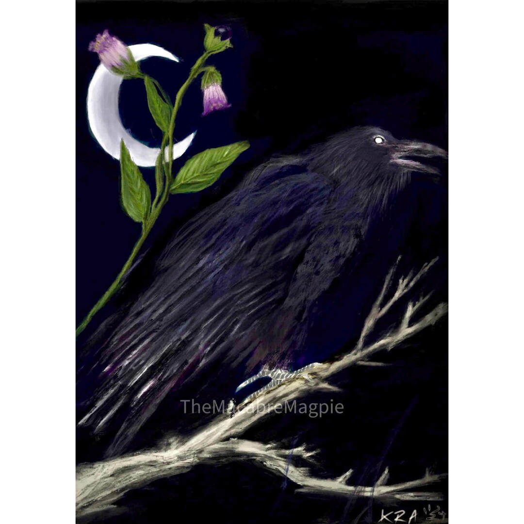 Crow Art Print, Dark Academia Bird Art, Hierophant Tarot Print, Corvid ...
