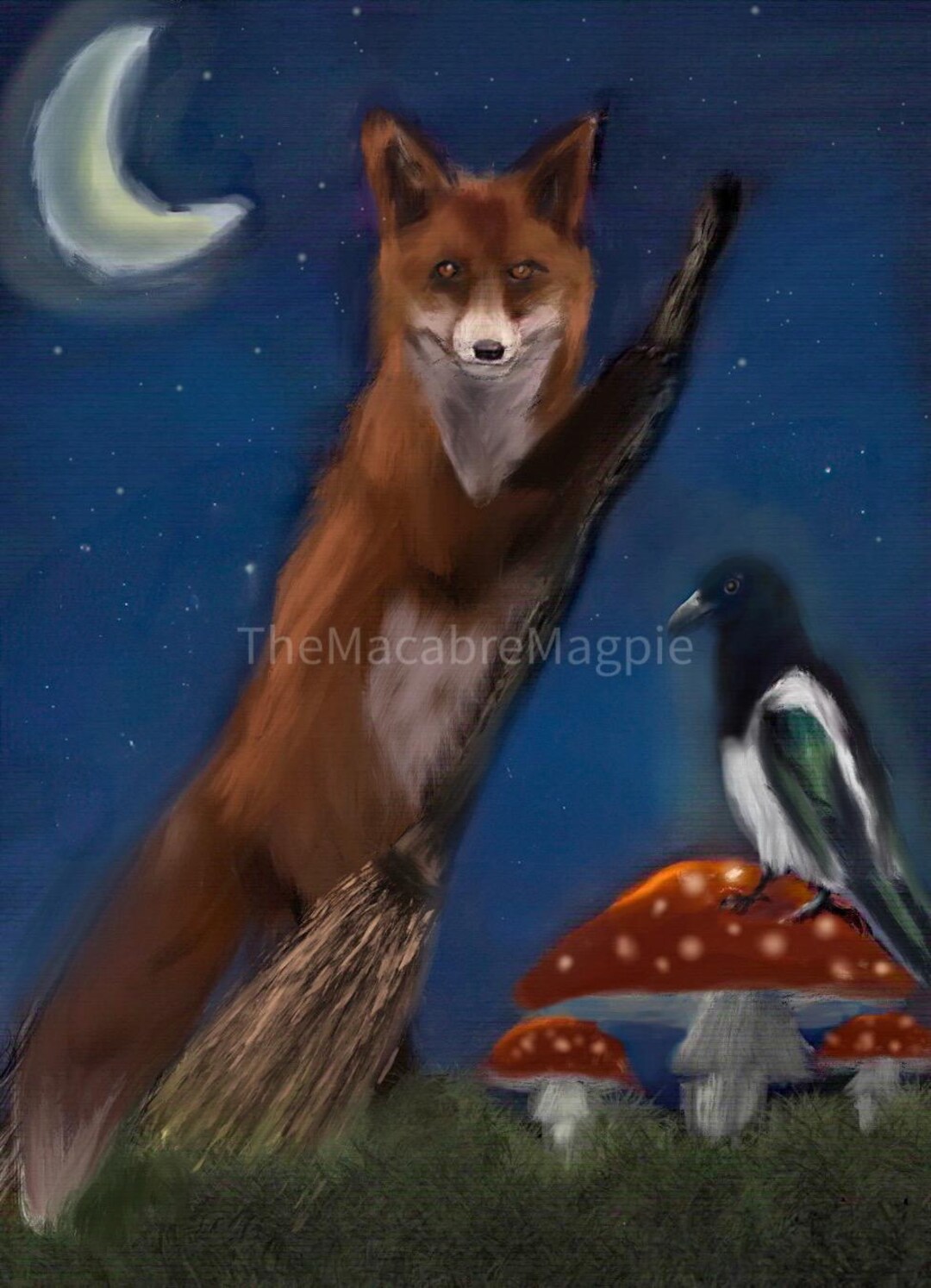 The Fox & the Magpie — Study, Witchy Folk Art Print – Dark Fairytale ...