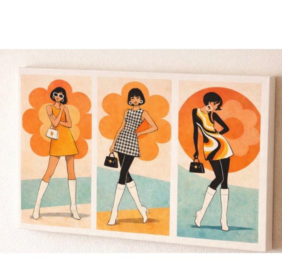 1960s Fashion Models Retro Style Art Print Mod Art - Etsy