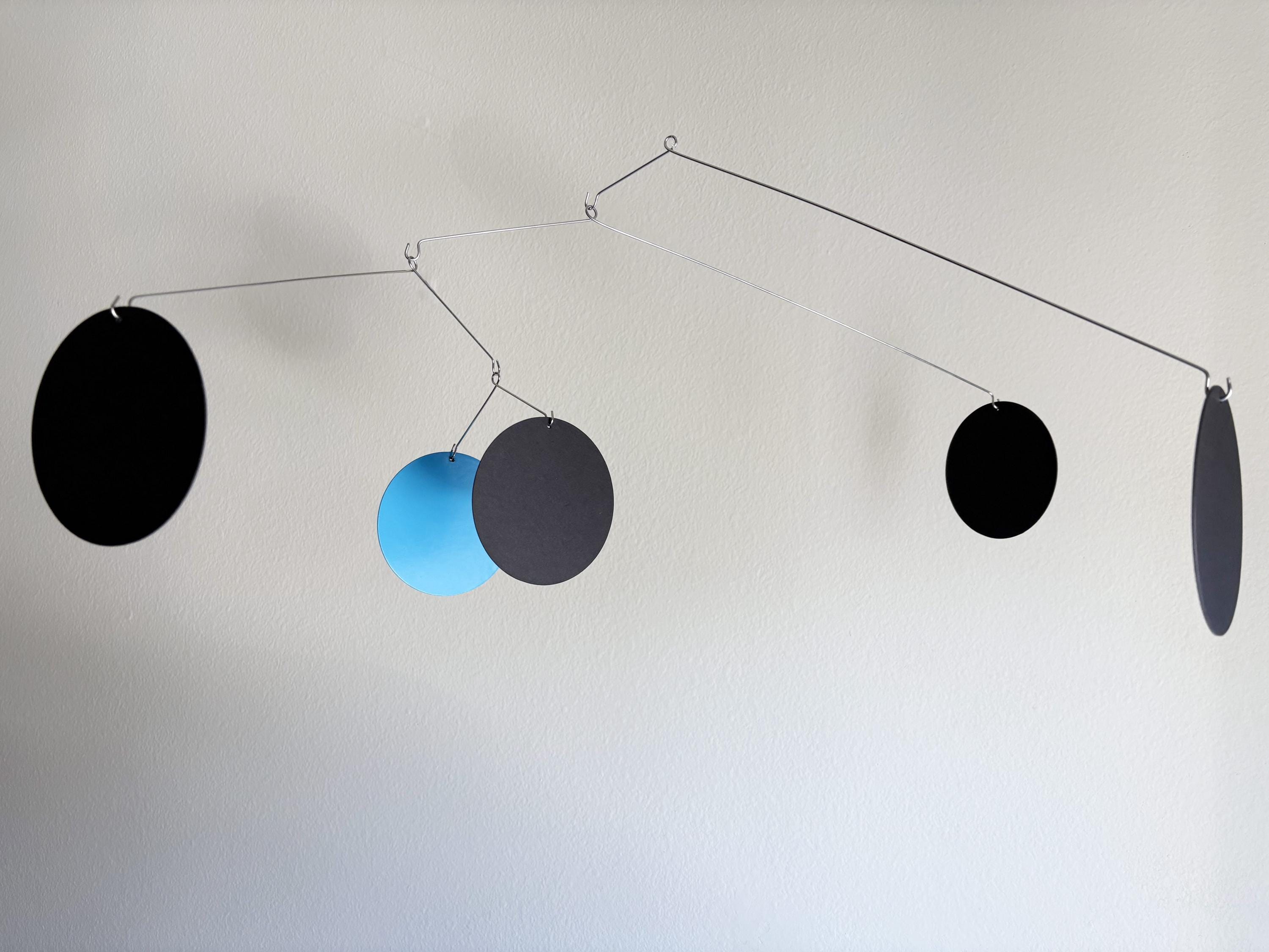 Midcentury Modern Mobile Circles Decor Gift Black and Blue Mobile ...