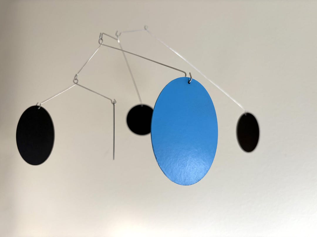 Midcentury Modern Mobile Circles Decor Gift Black and Blue Mobile ...