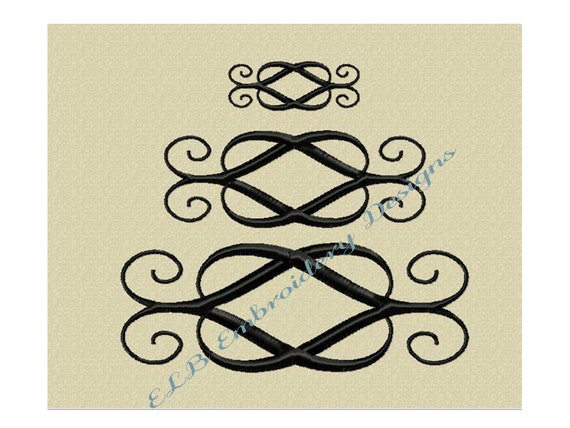 Embroidery Design Double Scroll 3 sizes Digital File | Etsy
