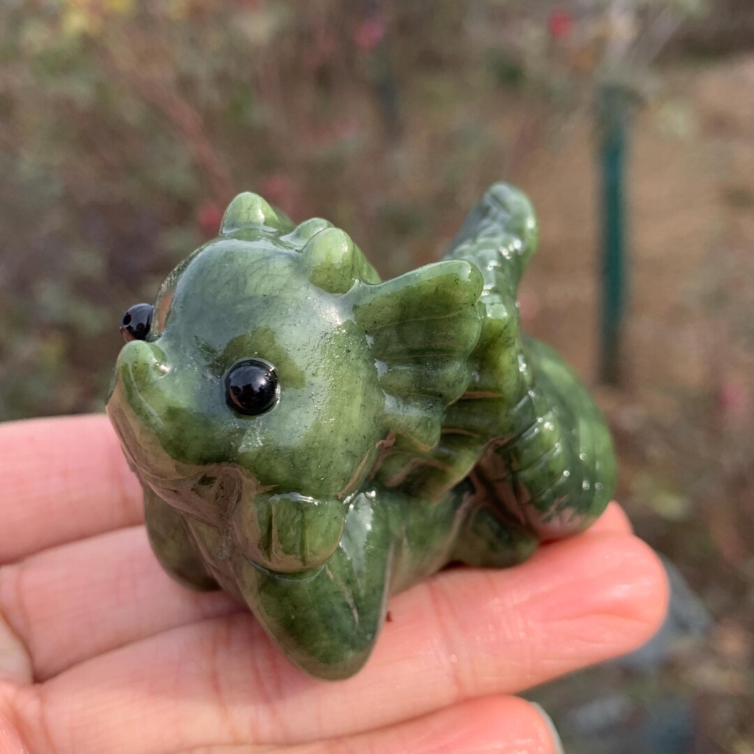 2natural Crystal Green Serpentine Angel Dragon Wings,hand Carved Dragon ...