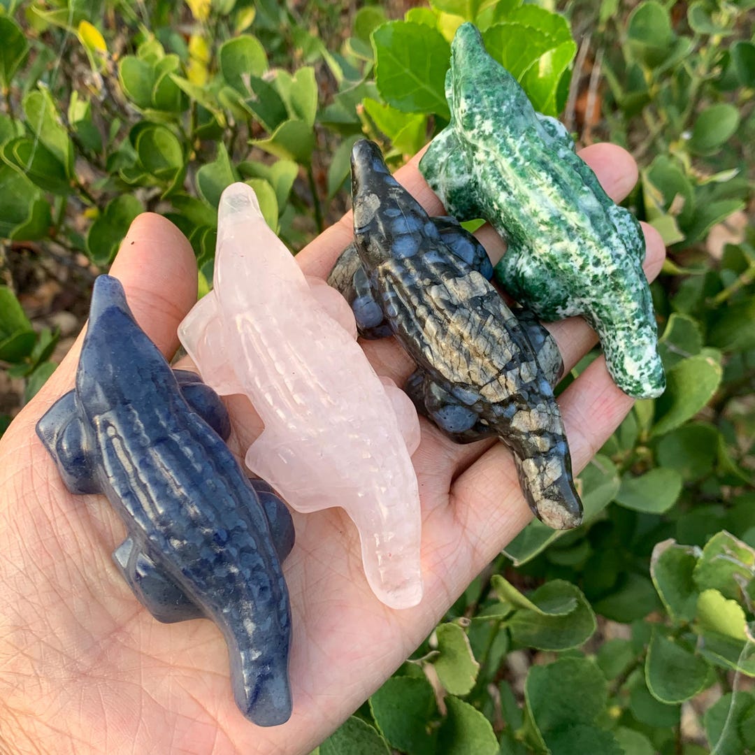 2.5 Hand Carved Natural Crystal Energy Crocodile Quartz Animal Skull ...
