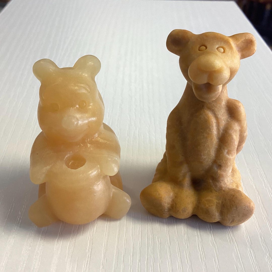 2.3” Tiger and 2” Honey Bear SET OF 2 Cartoon Characters, Natural ...