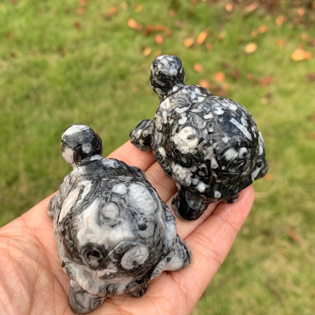 2hand Carving Sea Turtle Natural Picasso Stone Hand Carved Tortoise ...