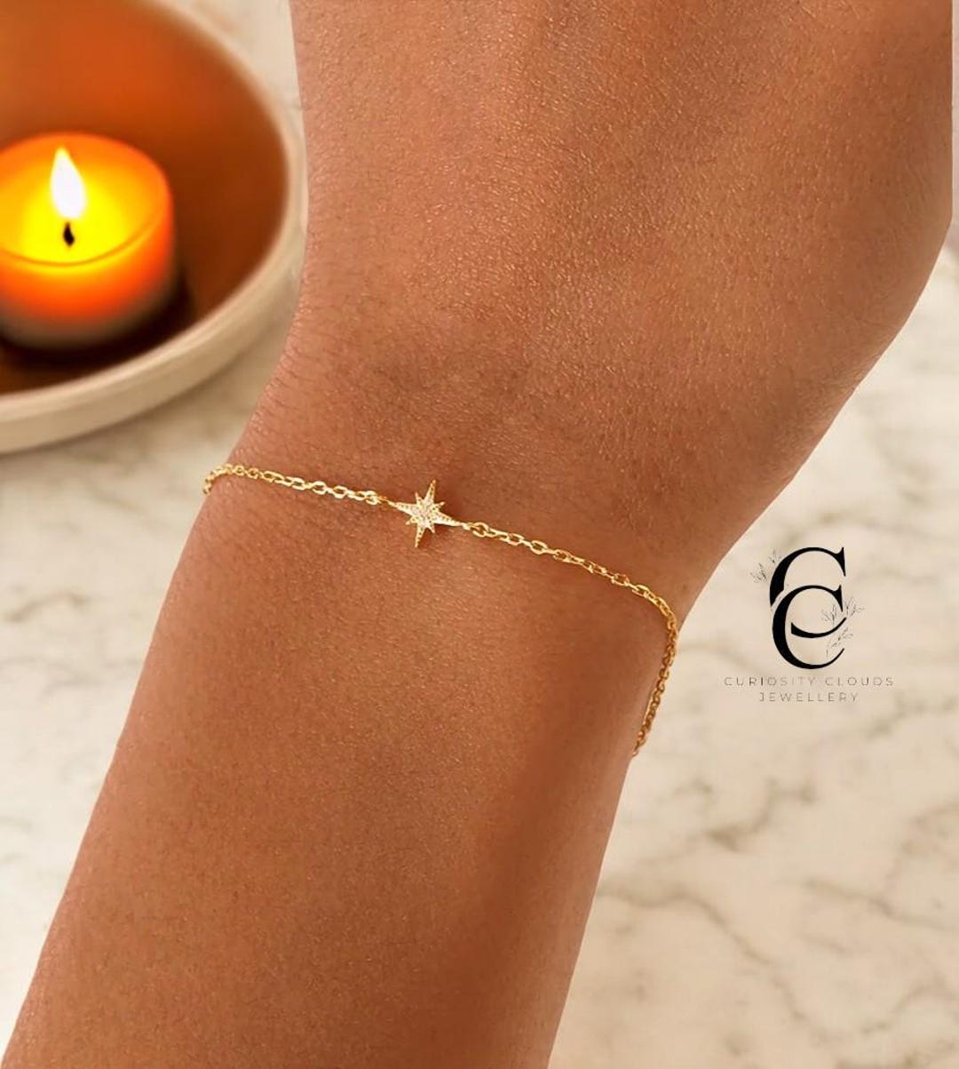 14K Gold North Star Bracelet, Star Gold or Silver Bracelet, North Star ...
