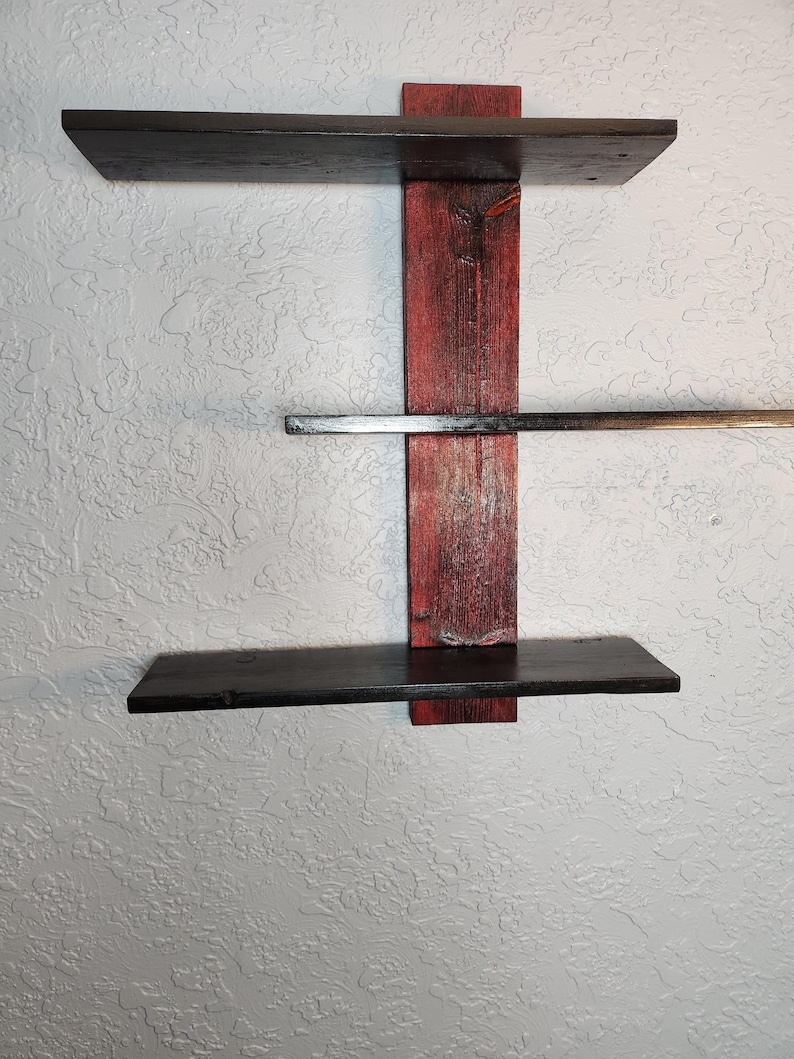 Handmade Rustic Red Shou Sugi Ban Shelf, Adjustable Floating Shelves - Etsy