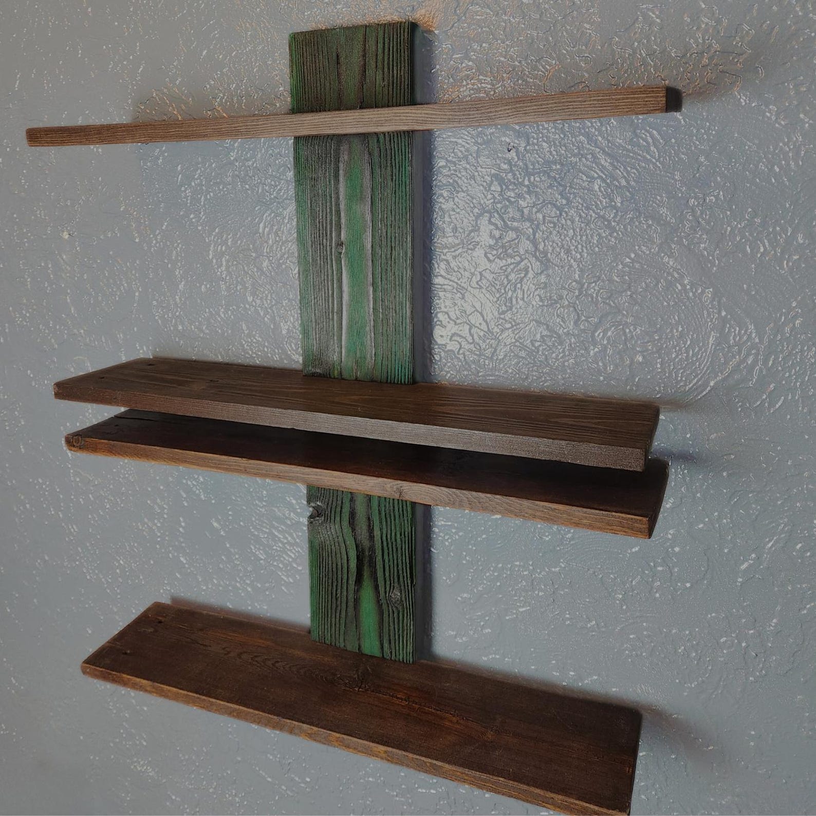 Rustic Japanese Shelf Shou Sugi Ban Green Dyed Modern Style Wood ...