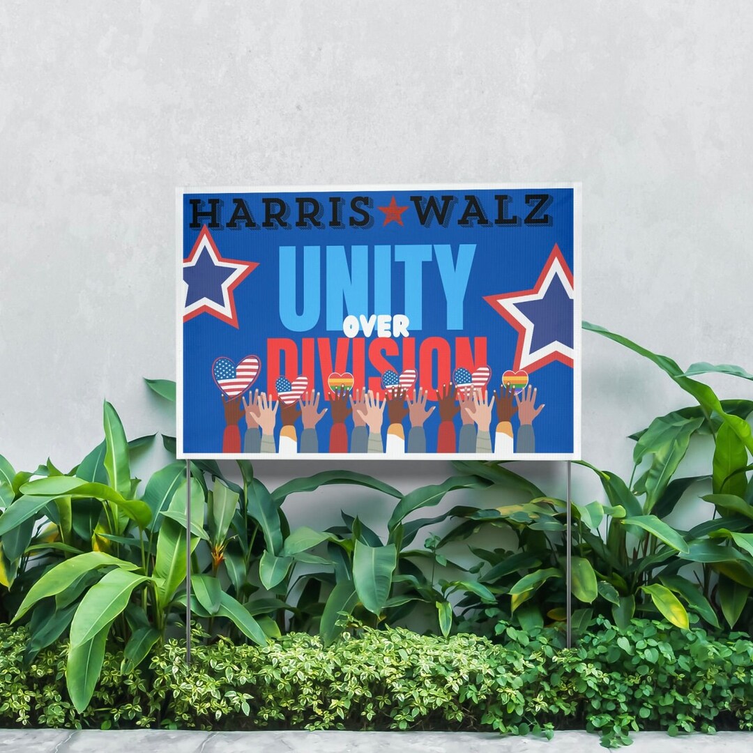 Harris Walz Unity Yard Sign Promote Inclusivity & Equal Rights Double ...