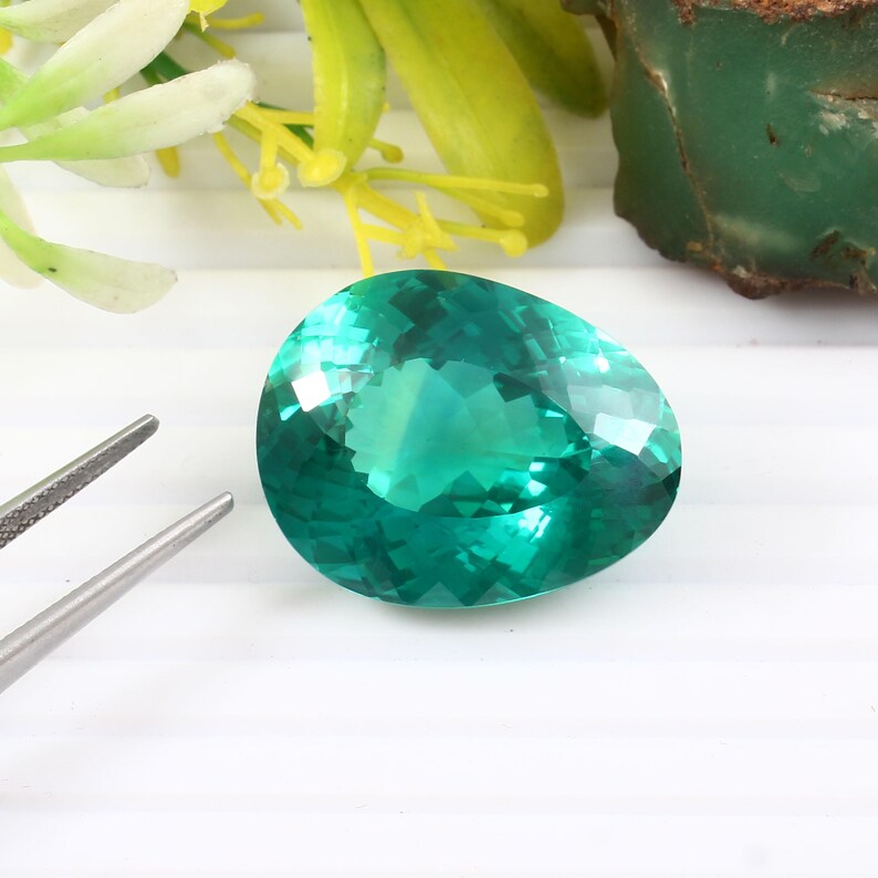 Flawless Ceylon Green Color Parti Sapphire Pear Cut Loose Gemstone ...