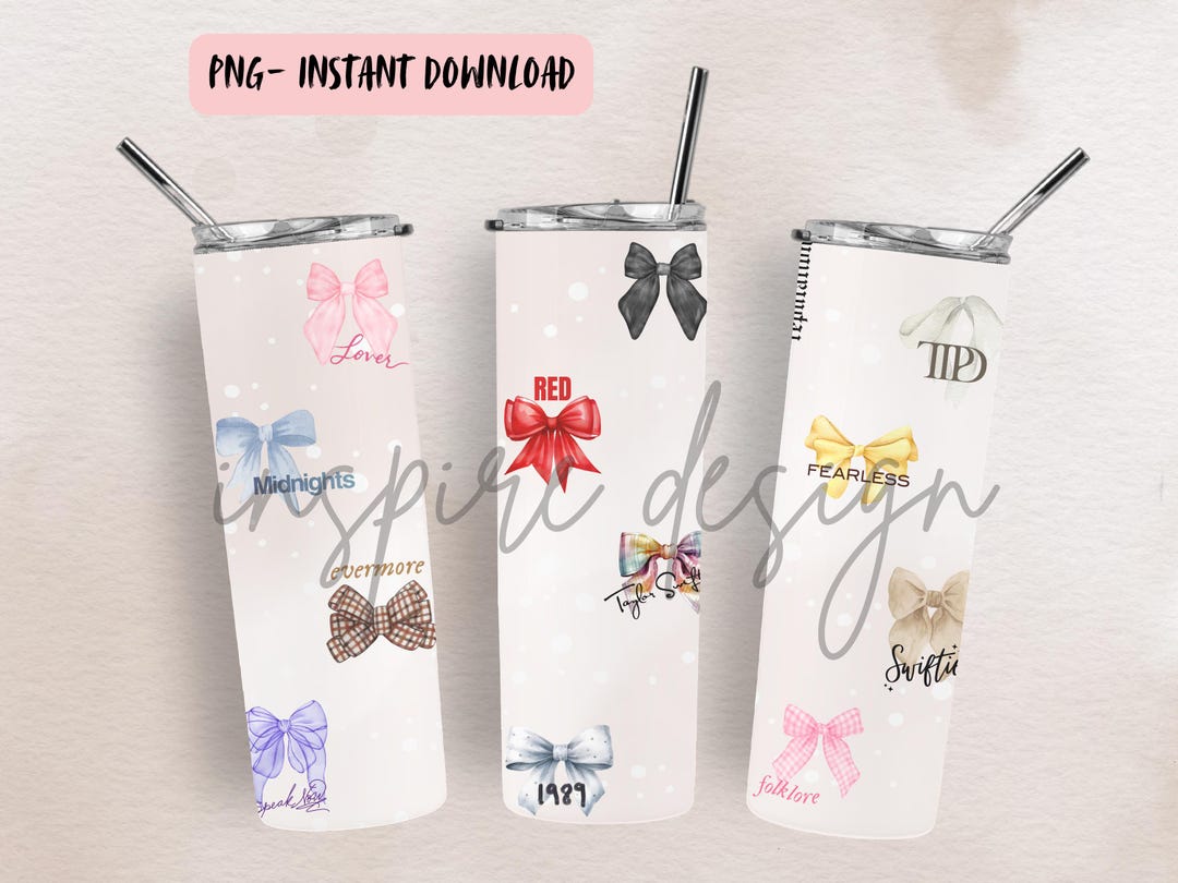 Taylor Swift Coquette Bows Inspired 20 Oz Tumbler Wrap Design, Swiftie ...