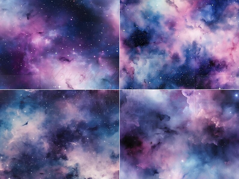 Galaxy Digital Paper, Space Background, Watercolor Galaxy Wallpaper ...