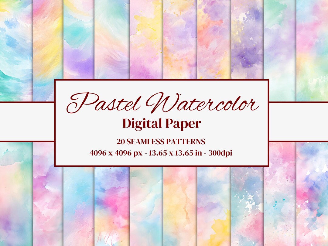 Pastel Rainbow Watercolor Digital Paper Seamless Pattern Wallpaper for ...