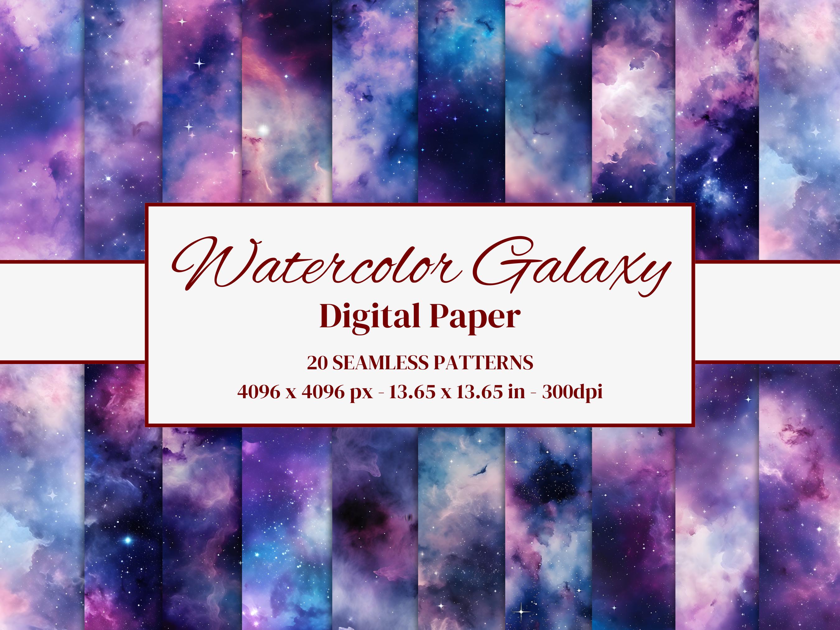 Galaxy Digital Paper, Space Background, Watercolor Galaxy Wallpaper ...