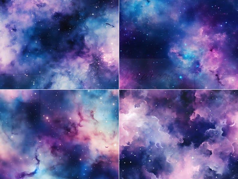 Galaxy Digital Paper, Space Background, Watercolor Galaxy Wallpaper ...