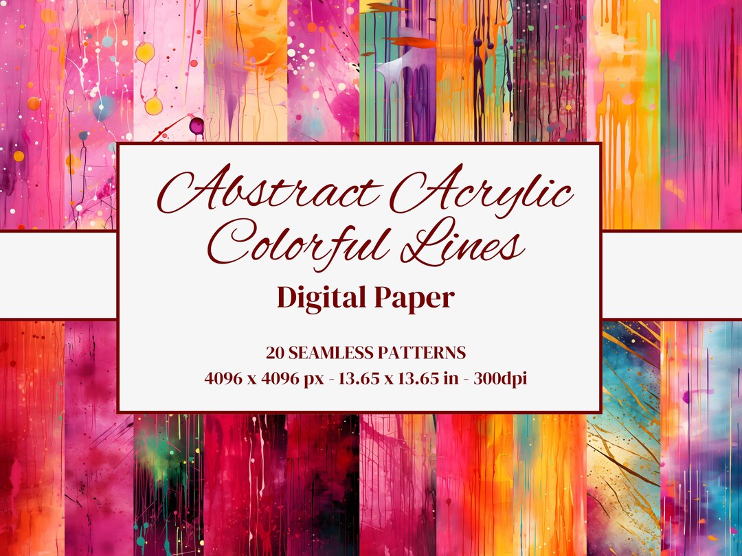 Abstract Acrylic Painting Colorful Lines Digital Paper Color Splash ...