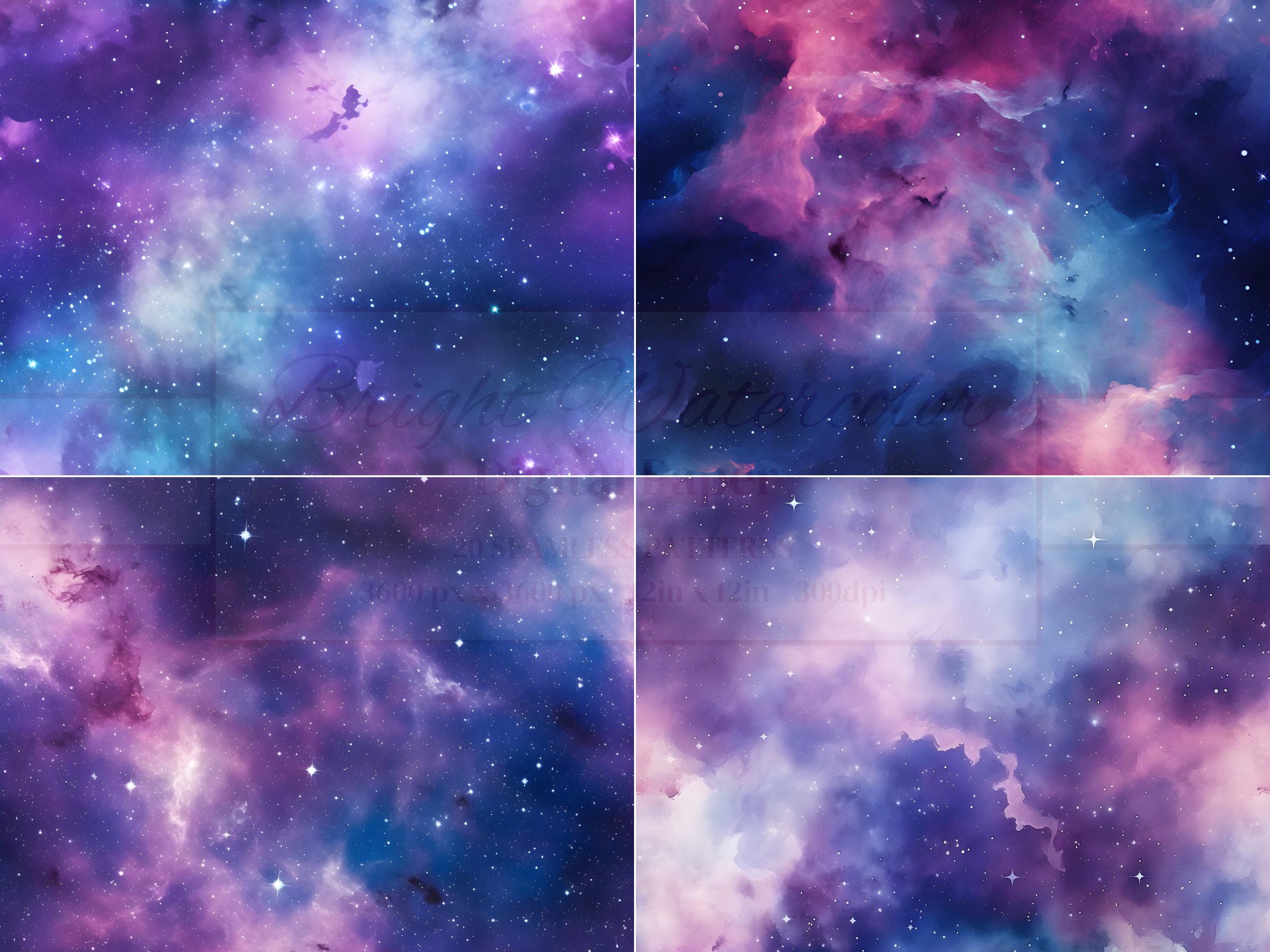 Galaxy Digital Paper, Space Background, Watercolor Galaxy Wallpaper ...