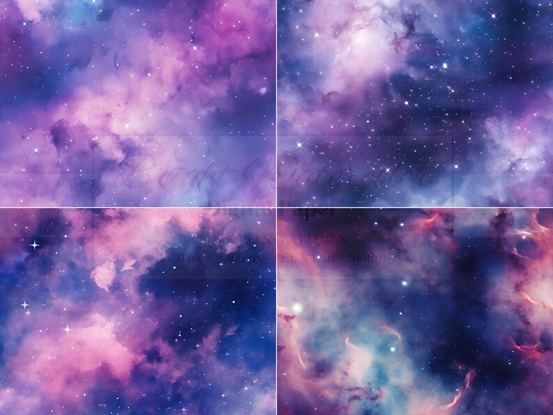 Galaxy Digital Paper, Space Background, Watercolor Galaxy Wallpaper ...