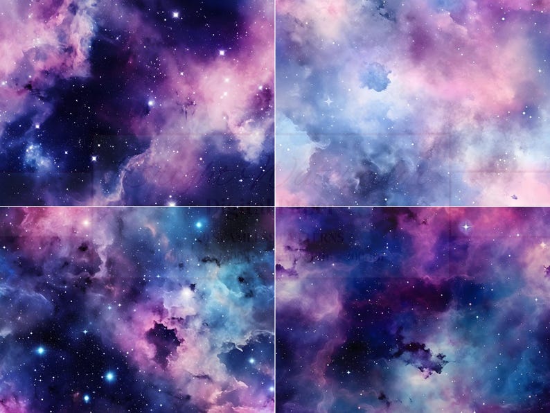 Galaxy Digital Paper, Space Background, Watercolor Galaxy Wallpaper ...