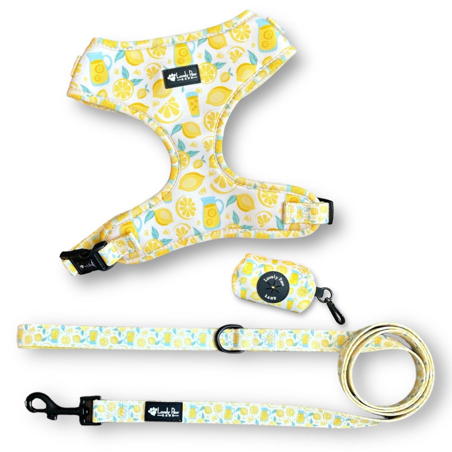 Lemonade Burst Walking Bundle Sets, Harness, Collar, Leash, Bandana ...