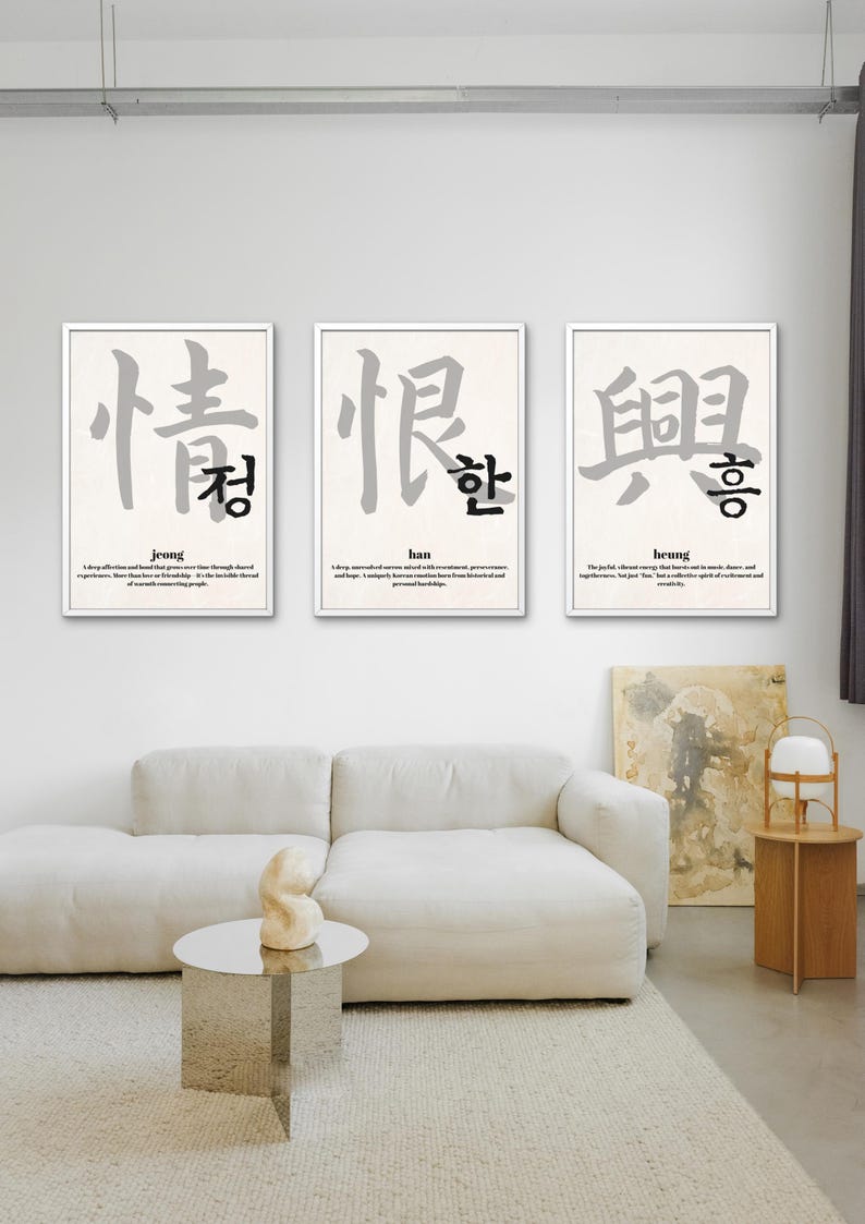 Korean Emotional Words Calligraphy Poster Set - Etsy Canada