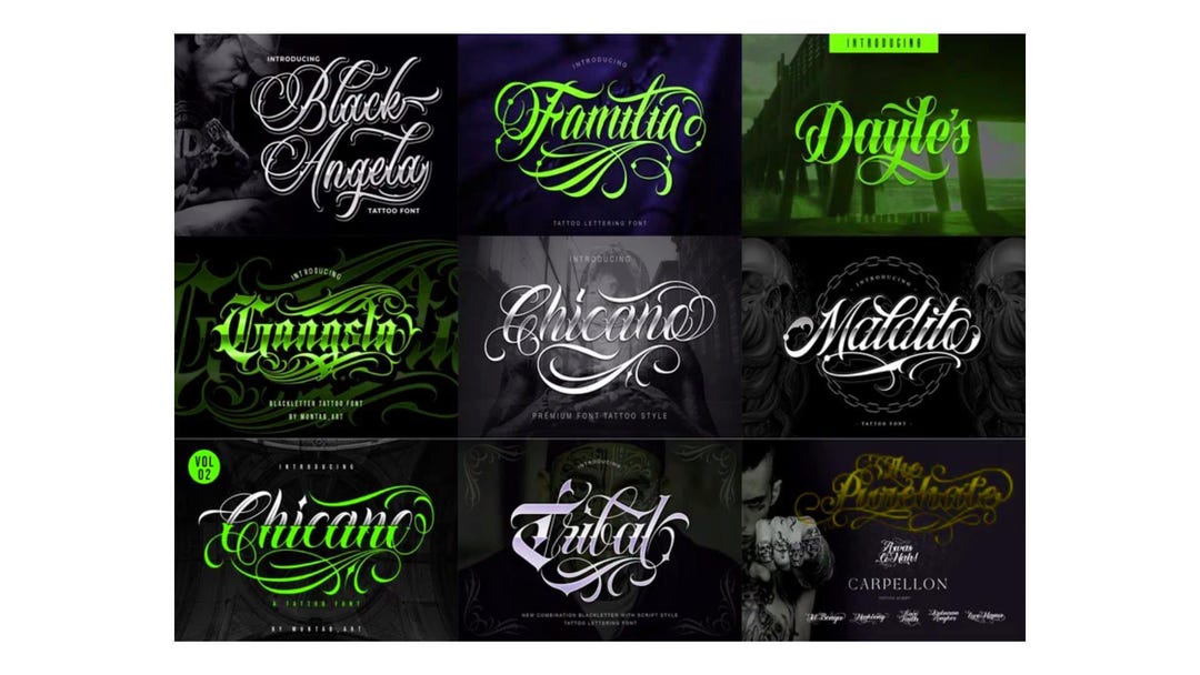20 Premium Tattoo Fonts Bundle| Procreate Prints| Vintage Canva Fonts ...