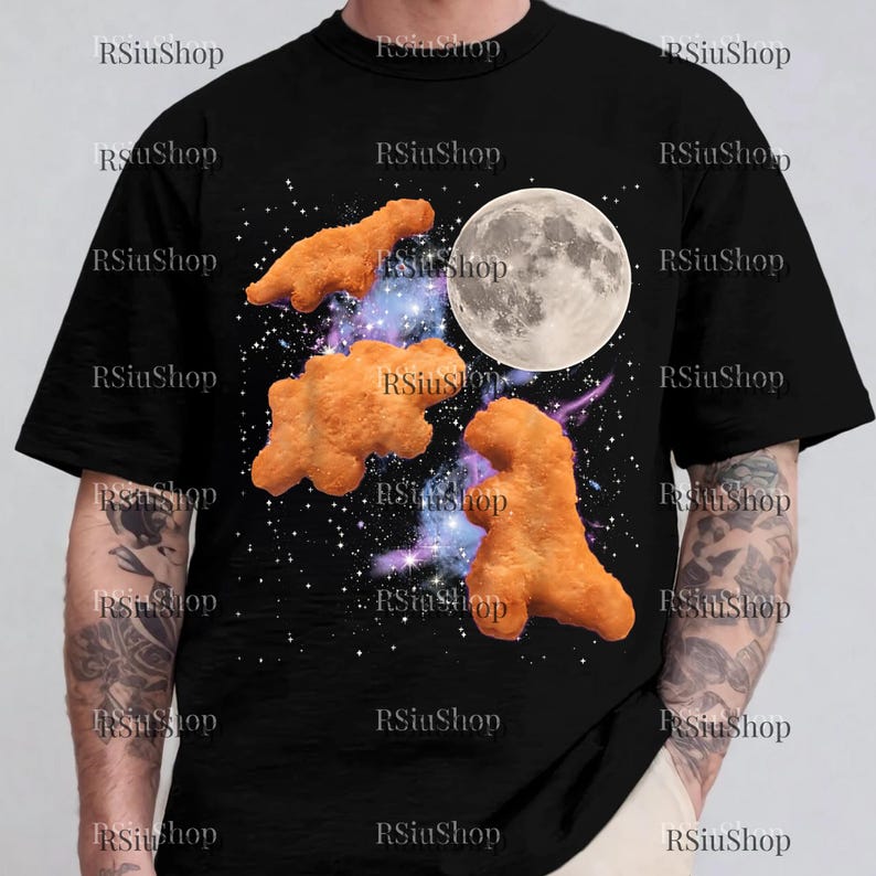 Dinosaur Nugget Moon Howling PNG SVG, Halloween Dinosaur Nugget Clipart ...