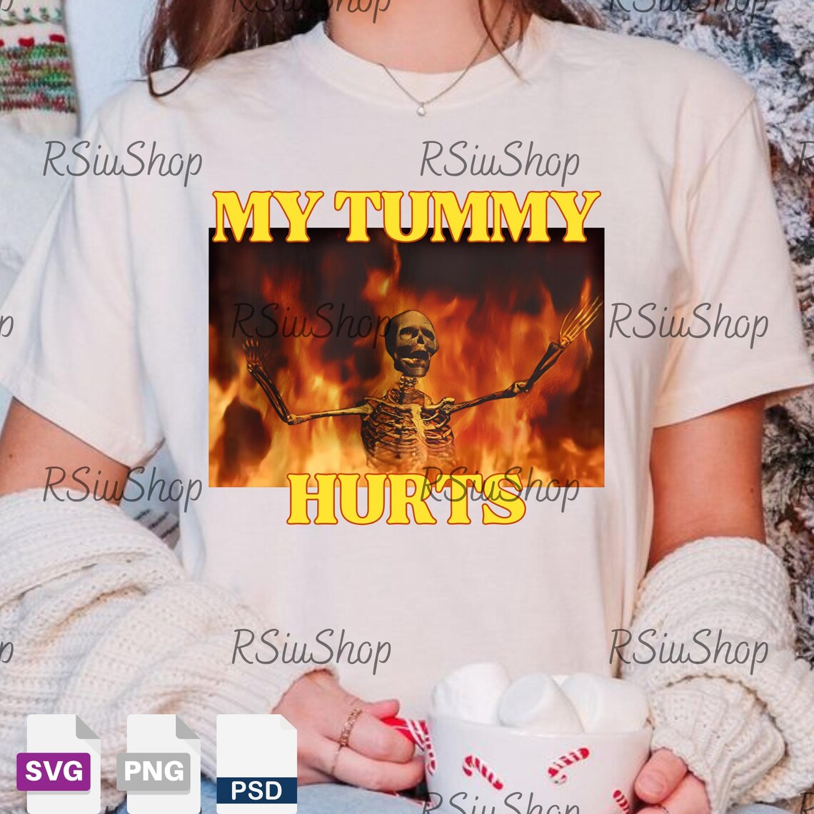 My Tummy Hurts Skeleton PNG Svg, Funny Hard Skeleton Meme Digital File ...