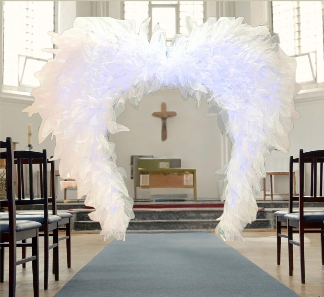 White Angel Wing Arch, Wedding Arch, Fiesta De Quinceanera Prop, Prom ...