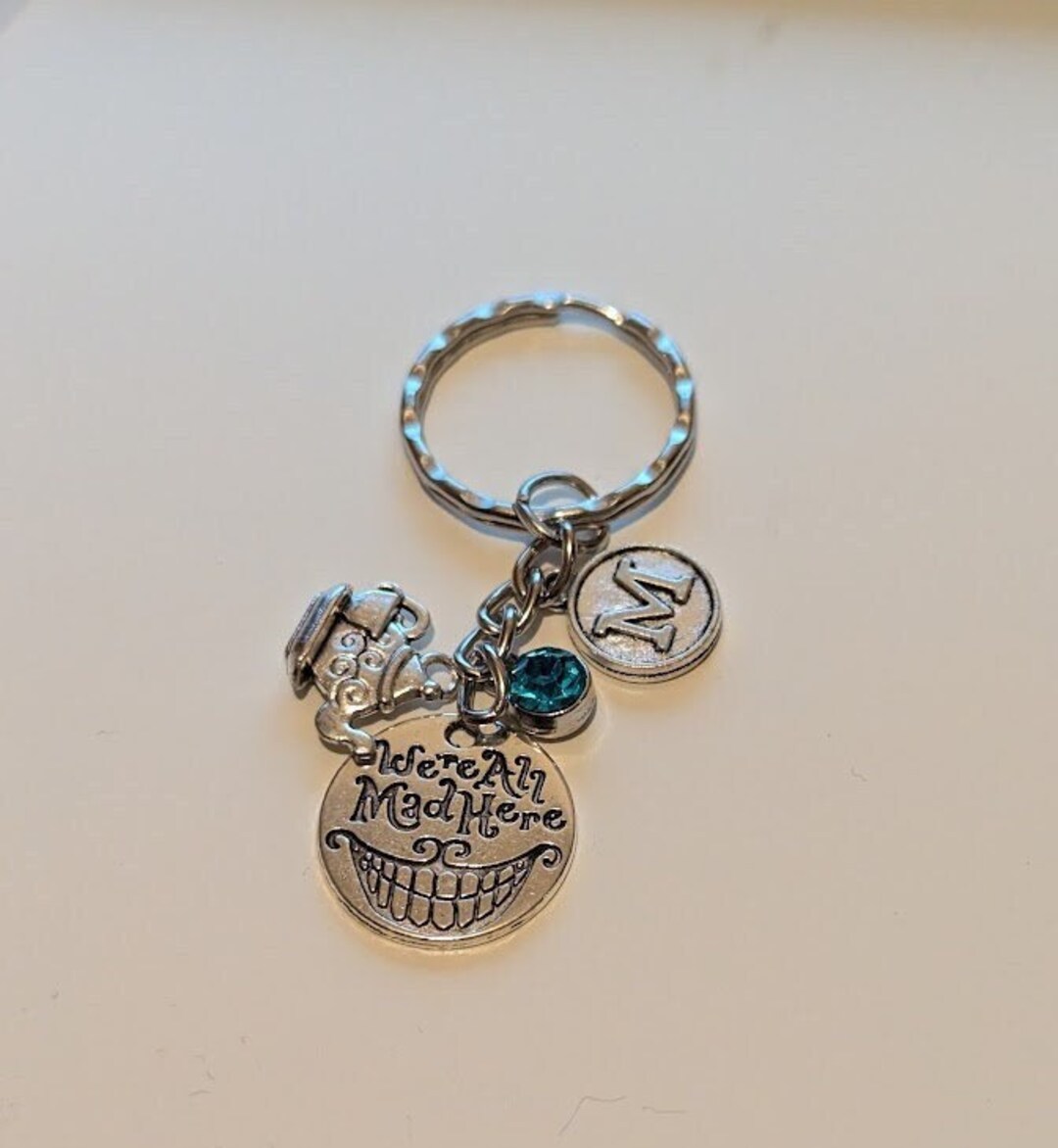 Disney Inspired Alice in Wonderland All Mad Here Keyring, Alice in ...
