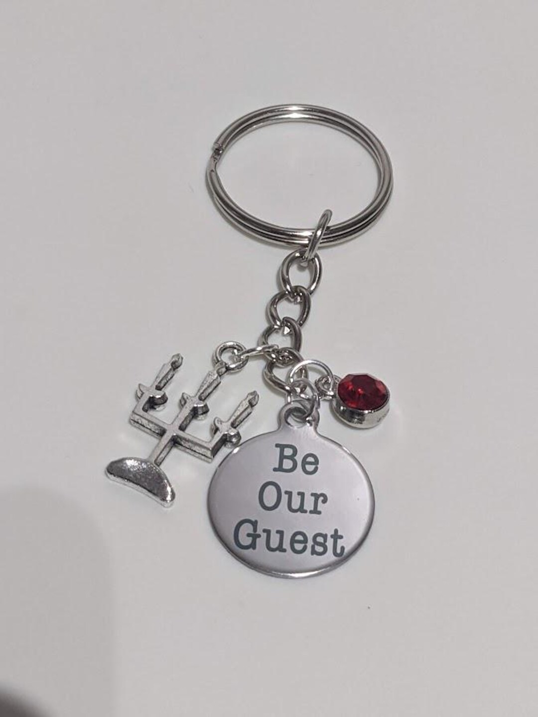 Disney Beauty and the Beast Inspired Be Our Guest Keyring, Belle and ...