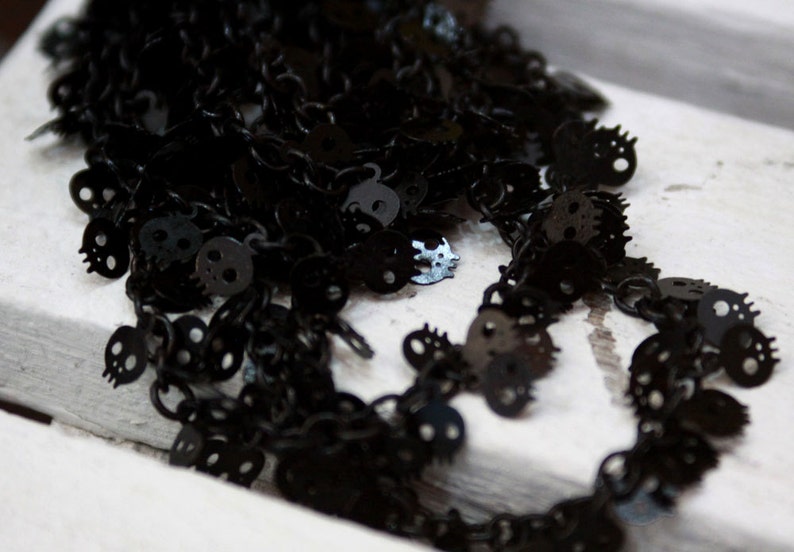 The Cute Black Skull Charm Chain - Etsy