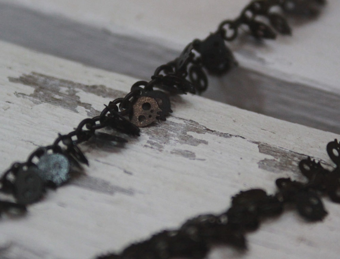 The Cute Black Skull Charm Chain - Etsy