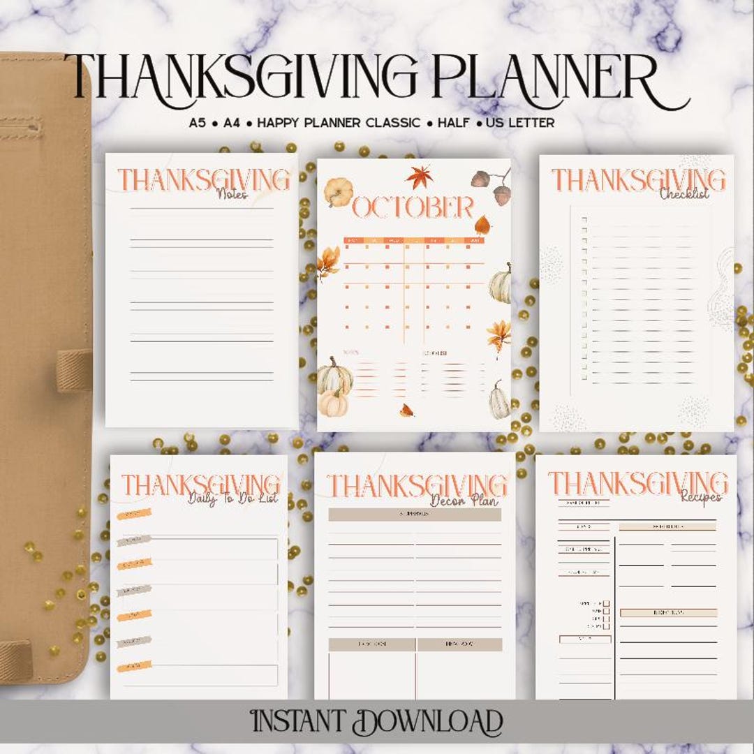 Printable Thanksgiving Planner, Thanksgiving Meal Planner, Thanksgiving ...