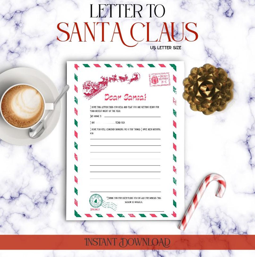 Printable Letter to Santa: Christmas Wish List (digital Download) - Etsy