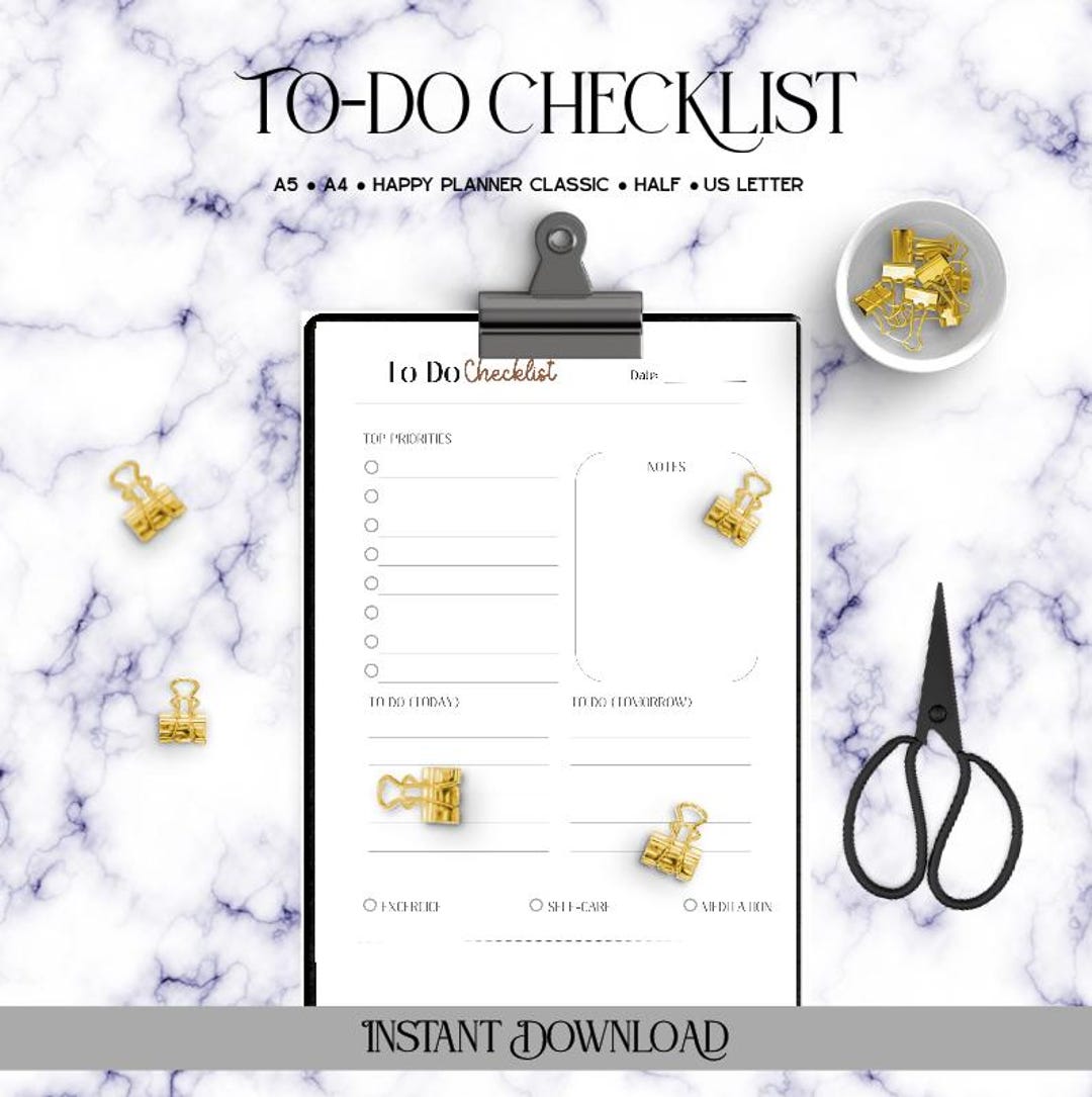 To-do Checklist, Daily Focus Sheet, Daily Checklist, Printable To-do ...