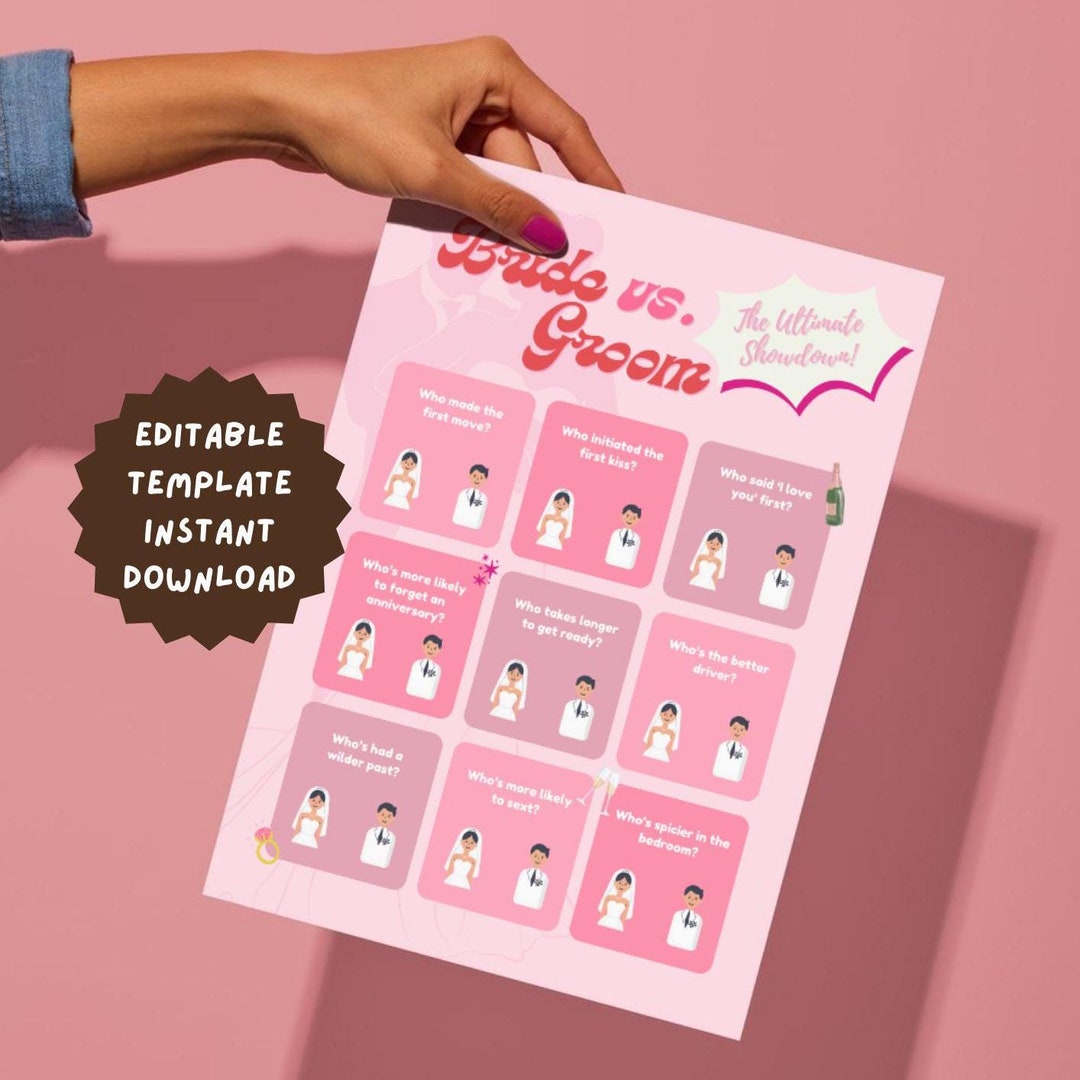 Bride Vs. Groom Guess Who Game | Spicy and Fun Digital Template ...
