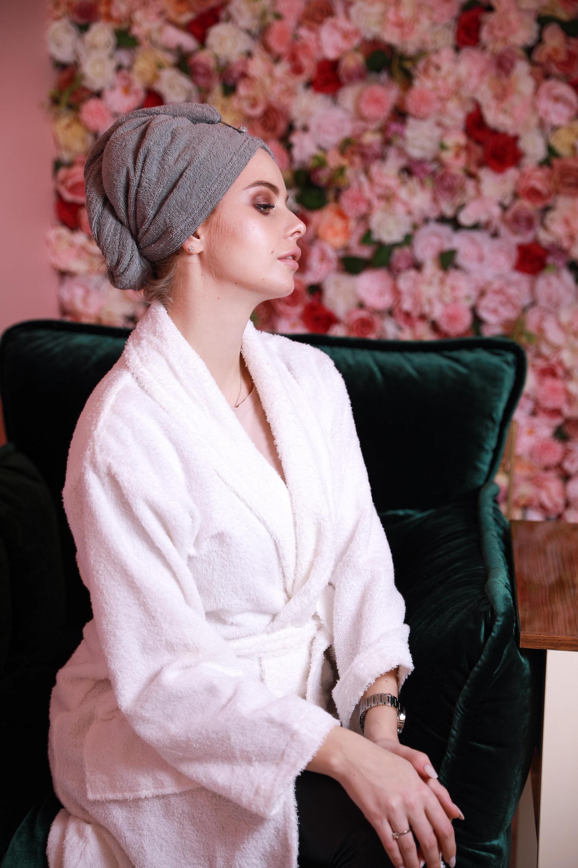 Spa Terry Hair Turban With Your Logo, Turban for Drying Wet Hair ...