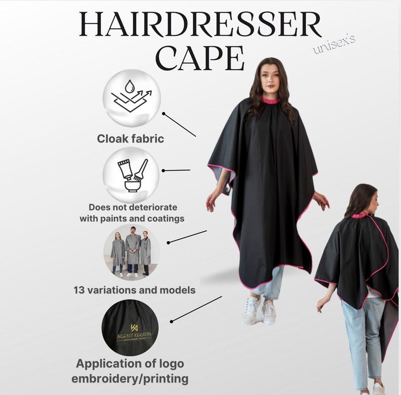 Custom Barber Cape With Embroidered Logo, Personalized Salon Cape With ...