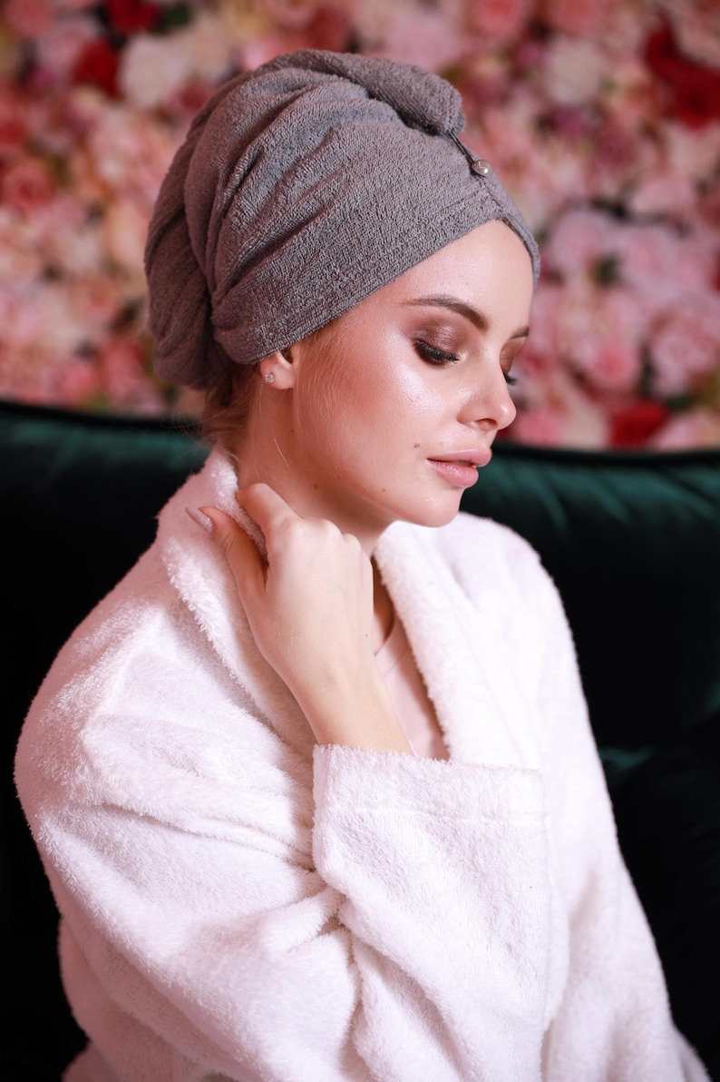 Spa Terry Hair Turban With Your Logo, Turban for Drying Wet Hair ...
