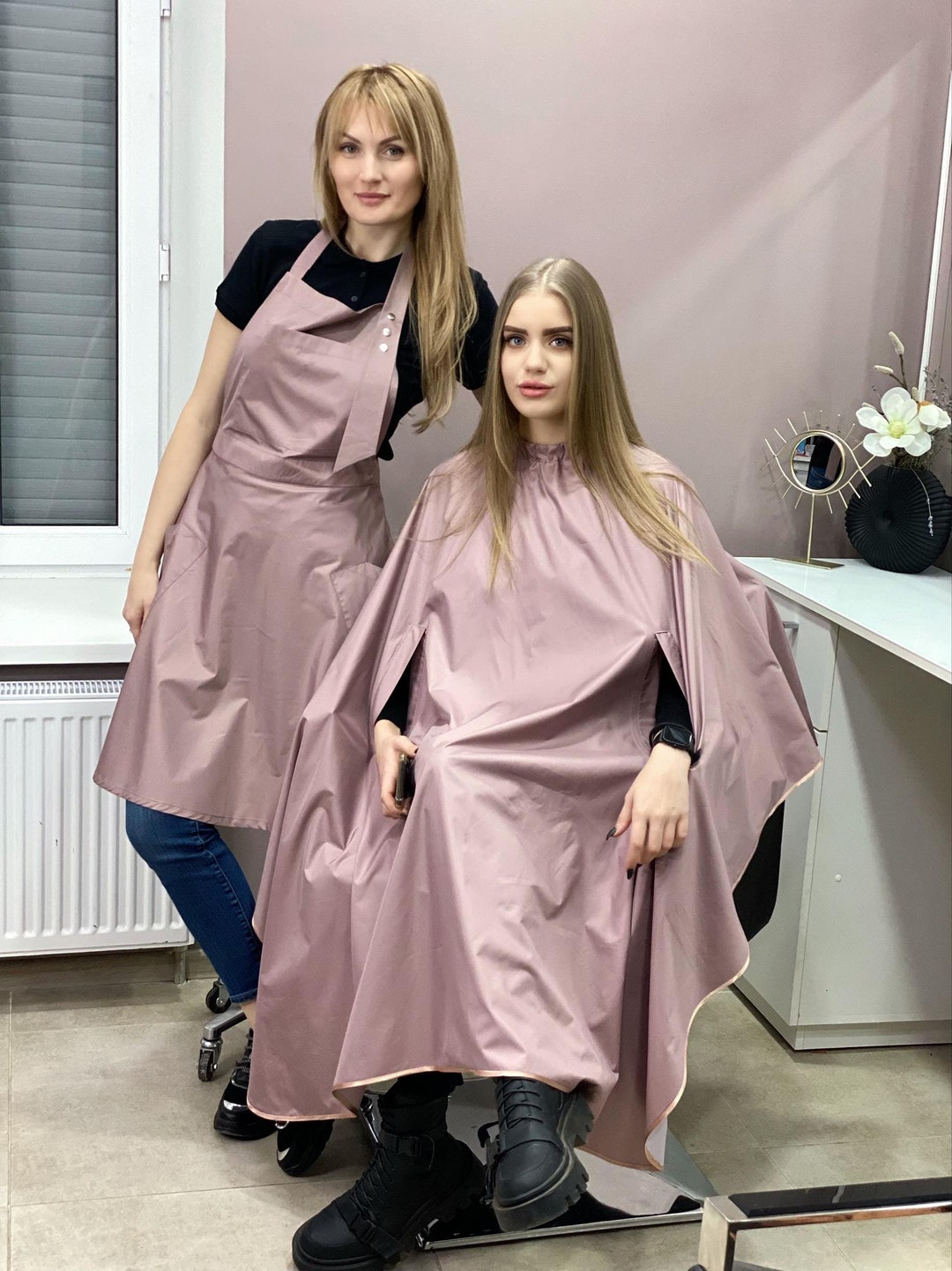 Logo Branded Set Cape and Apron, Personalized Hairdressing Gown With ...