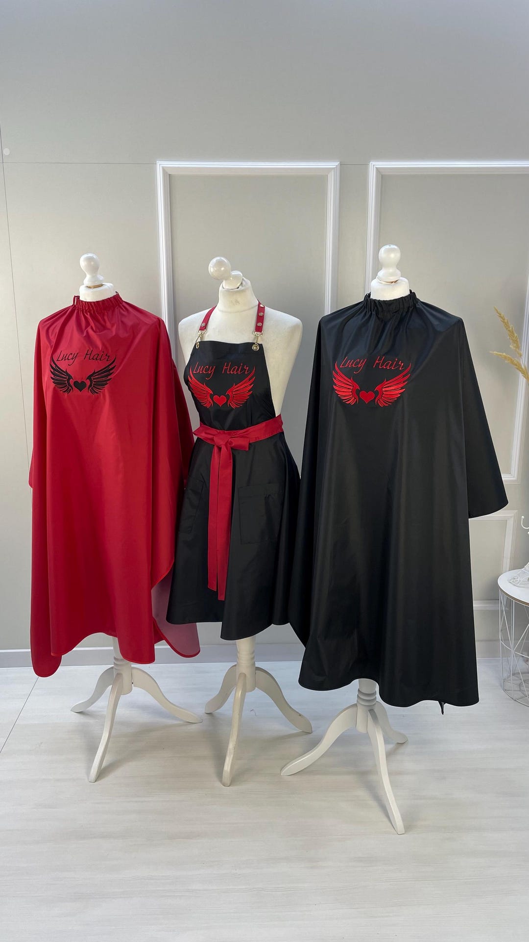 Set Custom Apron With Cape, Personalized Embroidery Salon Capes, Hair ...