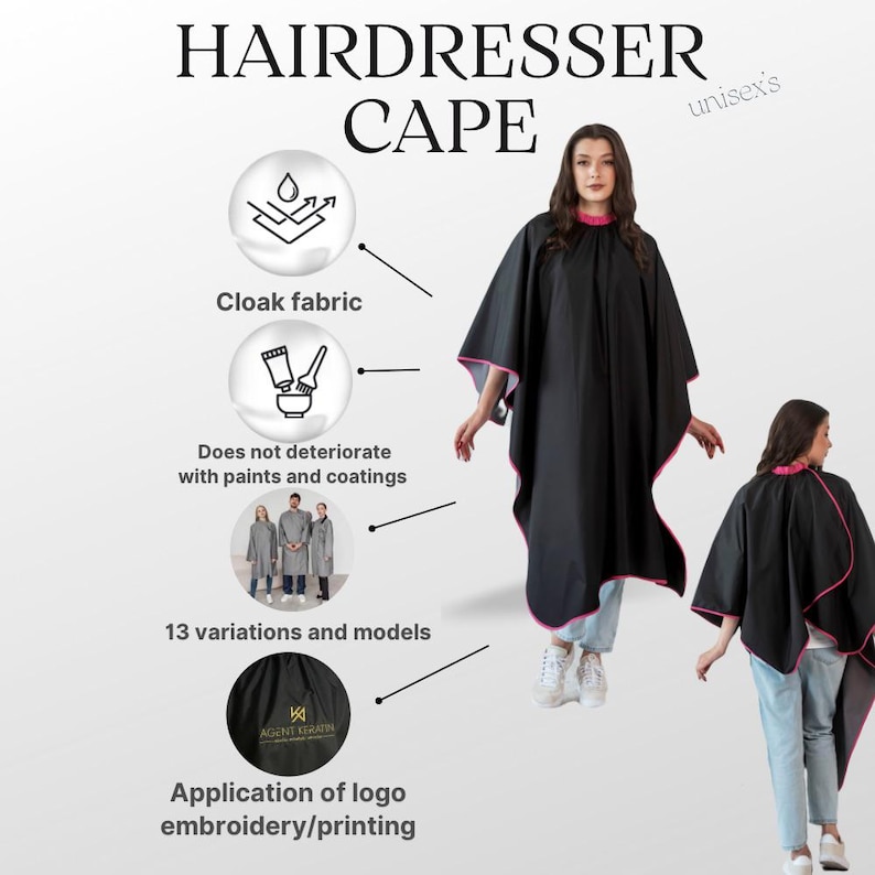 Personalised Logo Salon Cape and Apron, Barber Hairdressing Gown, Buty ...