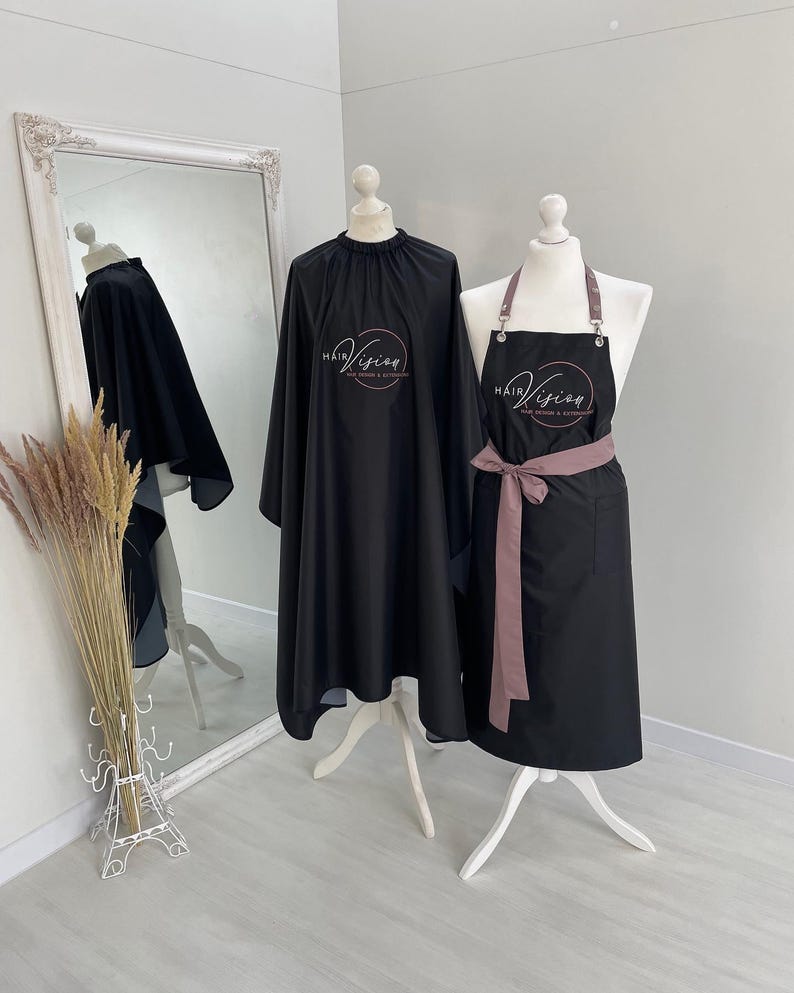 Personalized Apron and Cape, Beauty Salon Uniform With Embroidery Logo ...