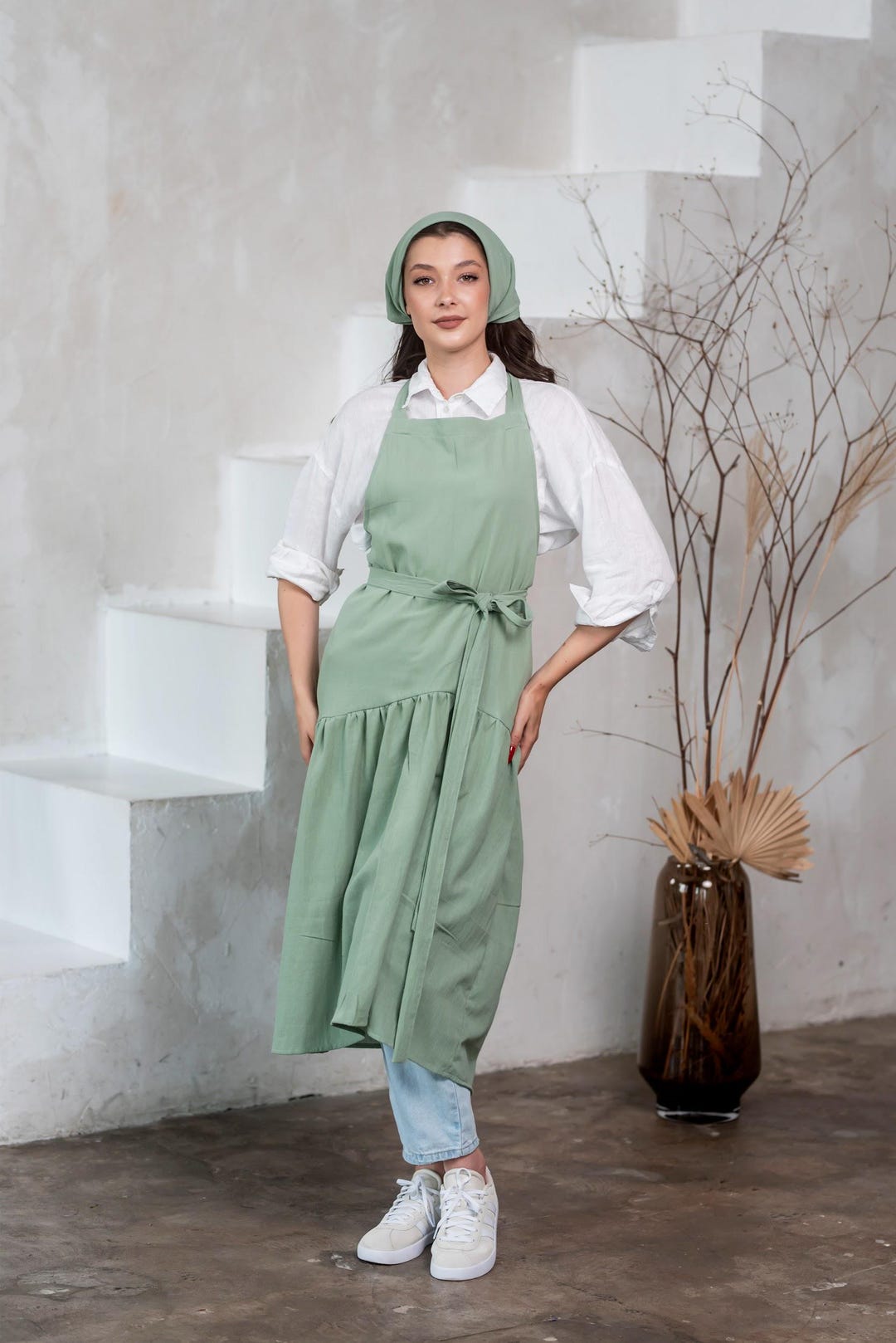 Spring Pastel Apron for Women, Pinafore Cotton Apron, Gift for Mom or ...