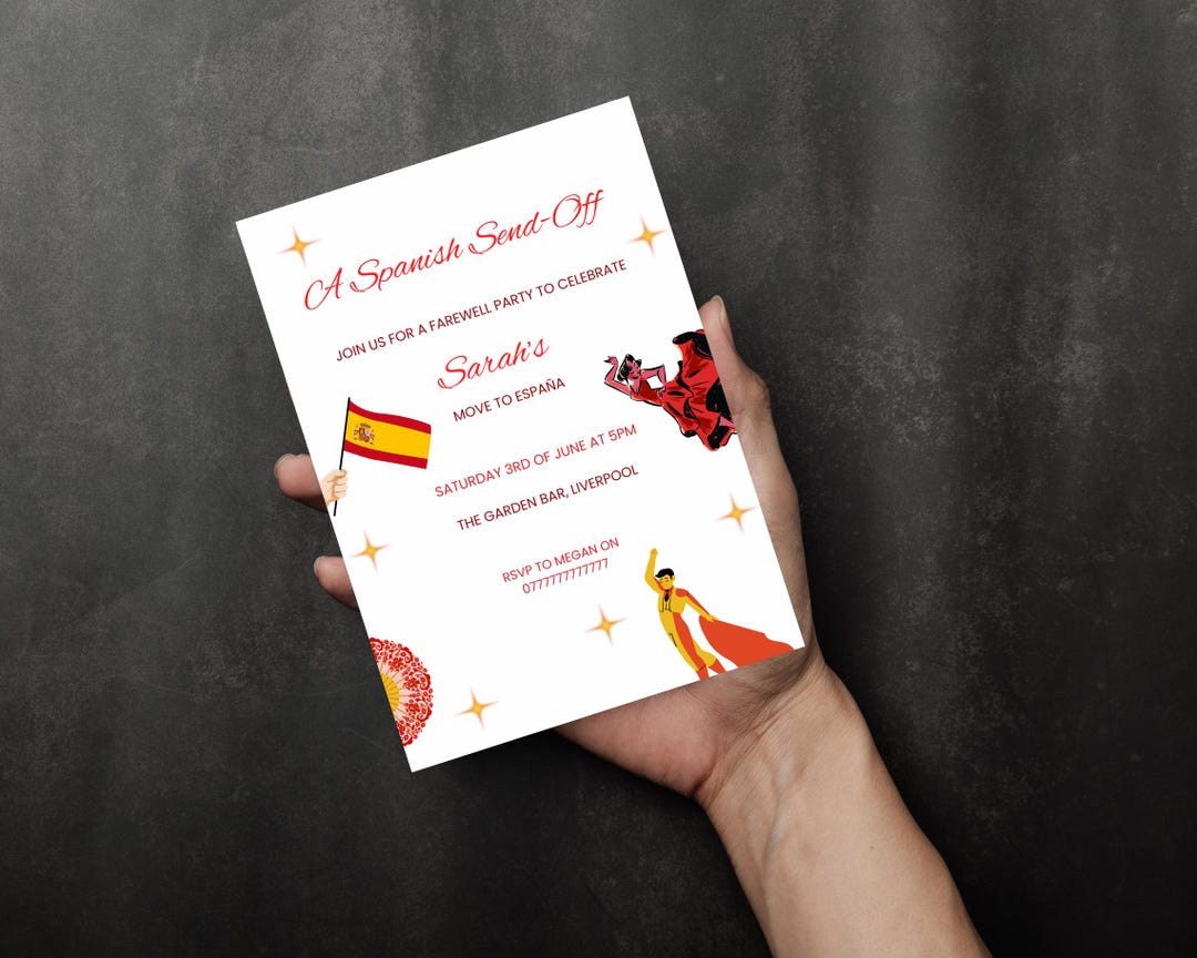 Editable Spanish Farewell Party Invitation | Moving to Spain Party - A ...